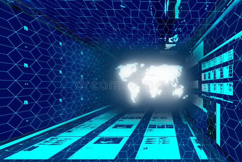 Dark Blue Space with Projection Stock Image - Image of communication ...
