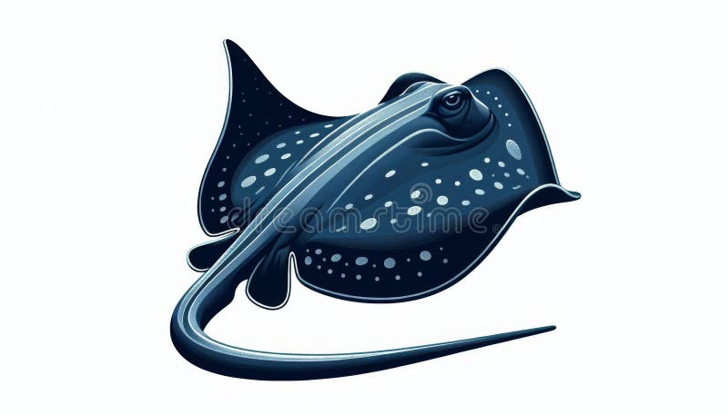 Dark Blue Spotted Ray in Aquatic Setting Stock Illustration ...
