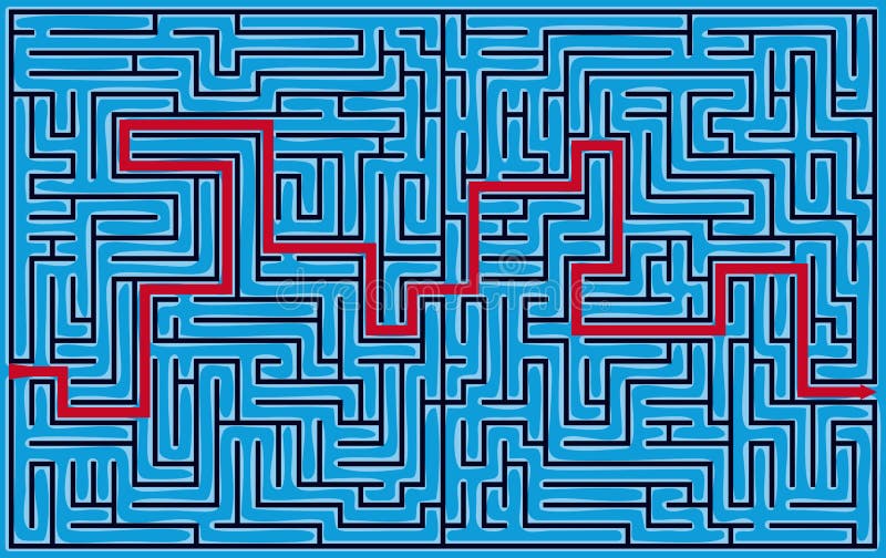 Square Maze 42x26 Dark-blue Stock Vector - Illustration of objective ...