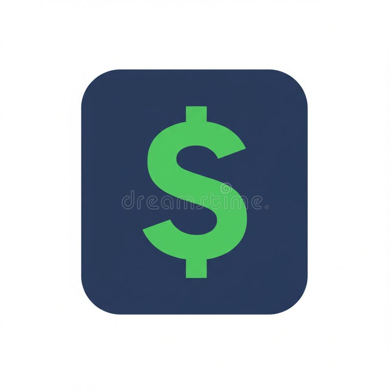 Dark Blue Square with Rounded Corners Featuring a Large Green Dollar ...