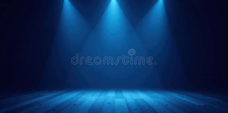 Dark Blue Stage, Single Spotlight on Empty Floorboards, Concert, Blue ...