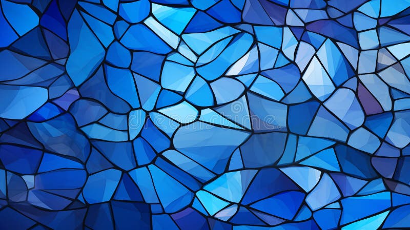 Dark Blue Stain Glass with a Random Abstract Pattern with White Light ...