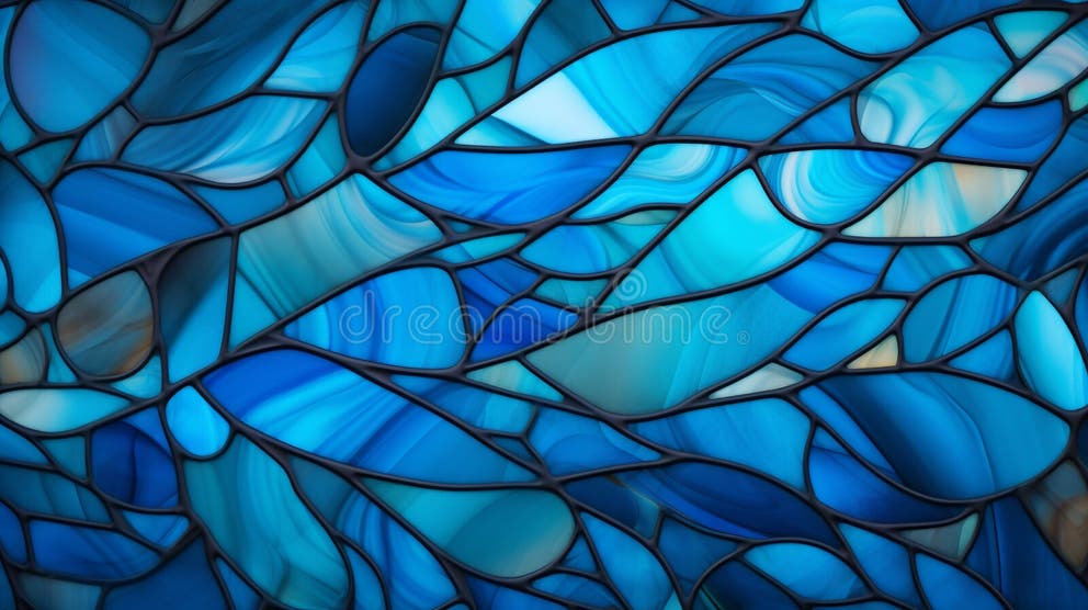Dark Blue Stain Glass with a Random Abstract Pattern with White Light ...