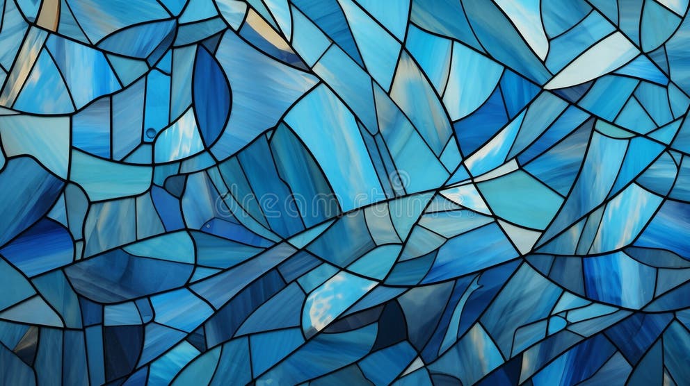 Dark Blue Stain Glass with a Random Abstract Pattern with White Light ...