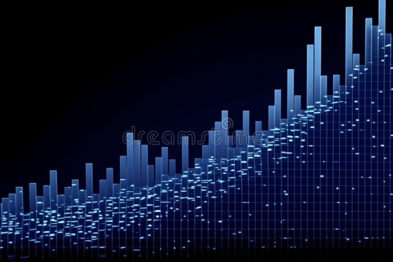 Dark Blue Statistical Graph Rising on White Canvas Stock Illustration ...