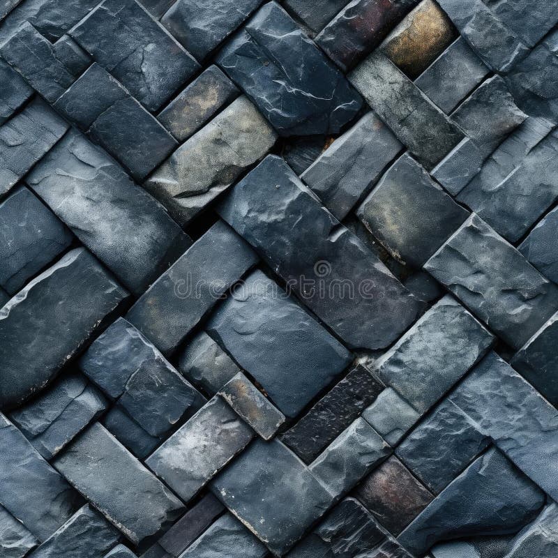 Dark Blue Stone Wall with Colorful Stones in a Realistic Style (tiled ...