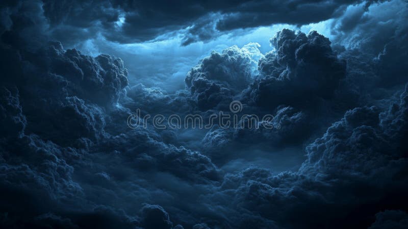 Dark Blue Storm Clouds at Night Stock Illustration - Illustration of ...