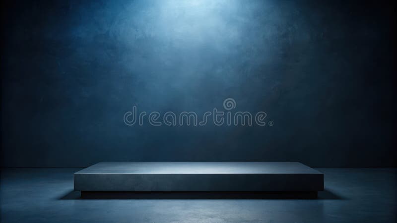 Dark Blue Studio Backdrop with a Single, Low Platform. Generative AI ...