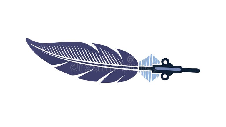 Dark Blue Stylized Feather. Abstract Quill Artwork. Vector Design ...