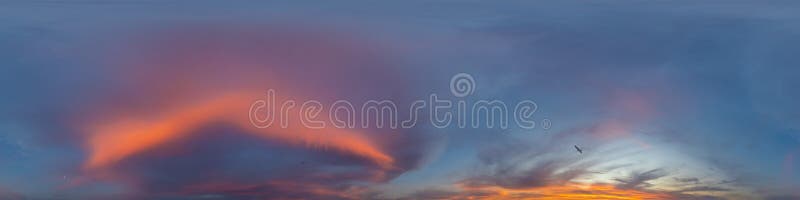 Panorama of a Dark Blue Sunset Sky with Pink Cumulus Clouds. Seamless ...