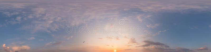 Panorama of a Dark Blue Evening Sky with Pink Cirrus Clouds. Seamless ...