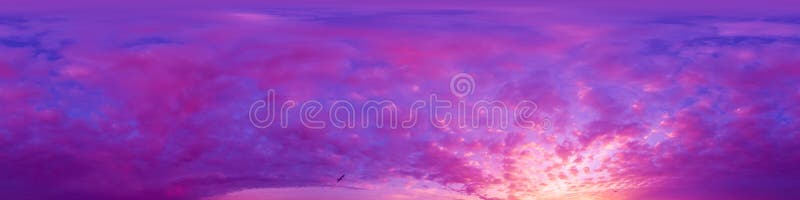 Panorama of a Dark Blue Sunset Sky with Golden Cumulus Clouds. Seamless ...