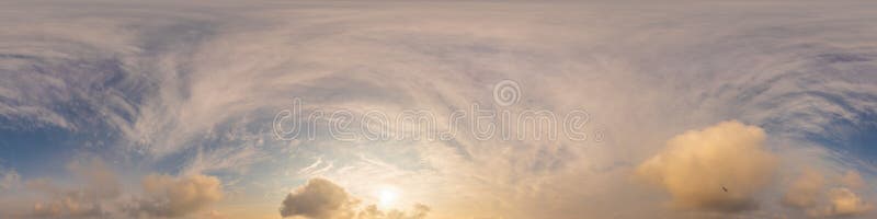 360 Sky Panorama of Vibrant Pink Cumulus Clouds at Sunset, Seamless Hdr ...