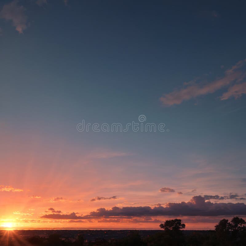 Dark Blue Sunset Sky Panorama with Pink Cumulus Clouds. Seamless Hdr ...