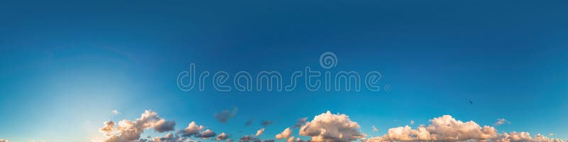 Dark Blue Sunset Sky Panorama with Pink Cumulus Clouds. Seamless Hdr ...