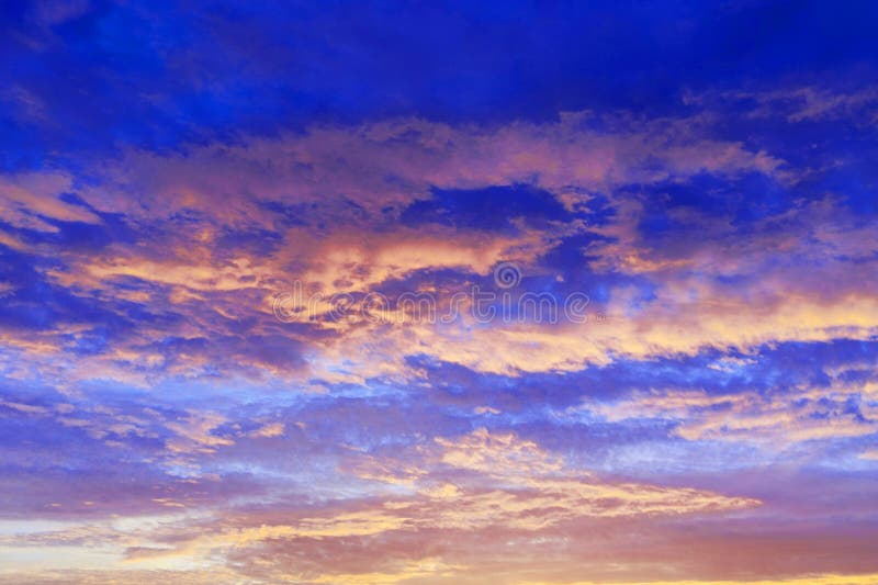 Dark Blue Sunset Sky Panorama with Cumulus Clouds. Seamless Hdr Pano in ...