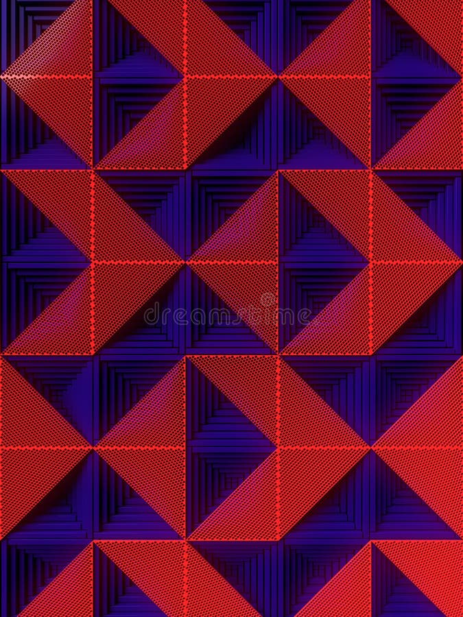 Dark Blue Surface with a Pattern of Red Panels. 3d Rendering Stock ...