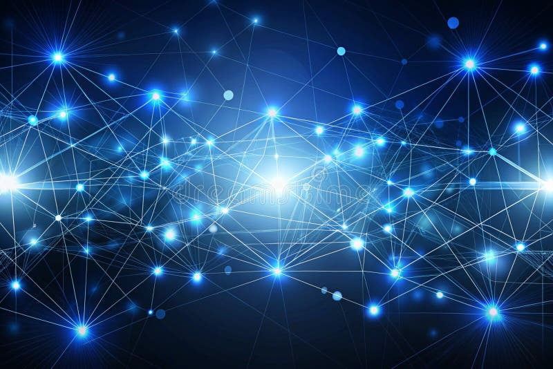 Dark Blue Tech Background with Glowing Network Design Stock ...