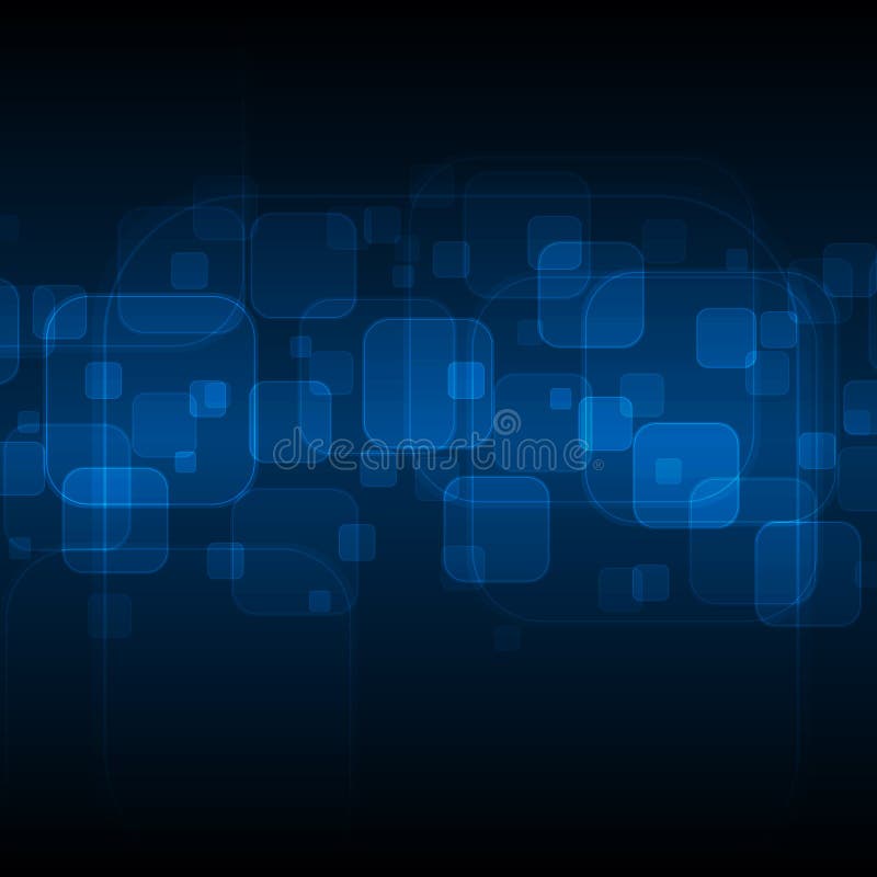 Dark Blue Tech Neon Squares Background Stock Vector - Illustration of ...