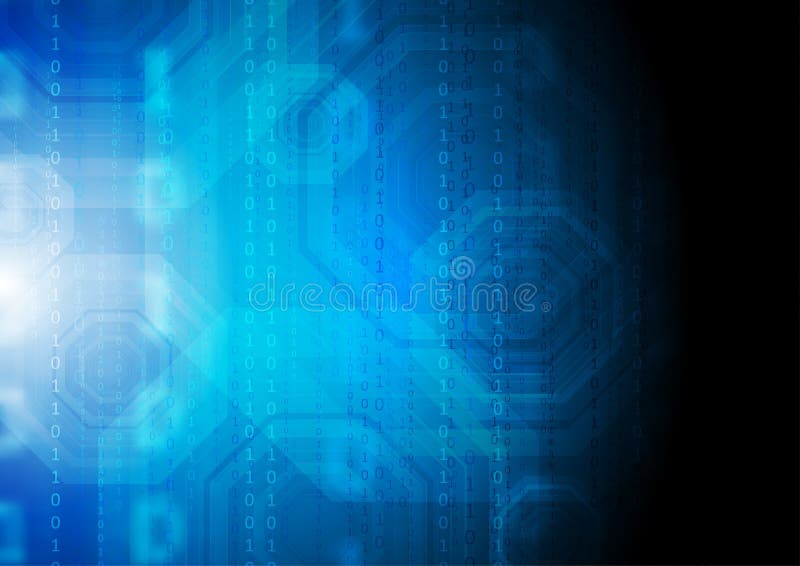 Dark Blue Technology Background with Binary Code Stock Vector ...