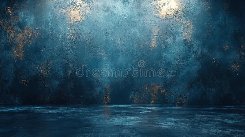 Dark Blue Textured Wall Background with Subtle Lighting and Reflective ...