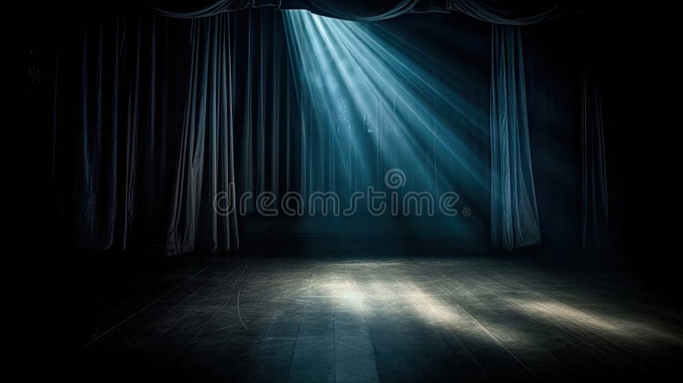Dark Blue Theatre Scene with Spotlight Stock Illustration ...