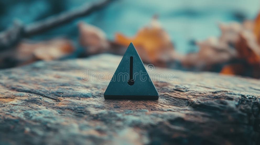A Dark Blue Triangular Object with a Black Line through it Sits on a ...