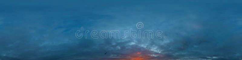 Dark Blue Twilight Sky Panorama with Cumulus Clouds. Seamless Hdr 360 ...
