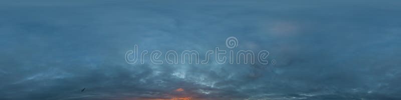 Dark Blue Twilight Sky Panorama with Cumulus Clouds. Seamless Hdr 360 ...