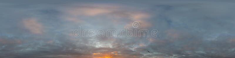 Dark Blue Twilight Sky Panorama with Cumulus Clouds. Seamless Hdr 360 ...