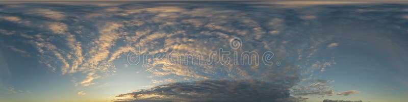 Dark Blue Twilight Sky Panorama with Cirrus Clouds. Seamless Hdr 360 ...
