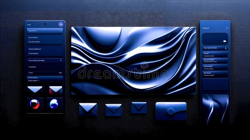 A Dark Blue Ui Kit with a Dark Background Stock Photo - Image of theme ...