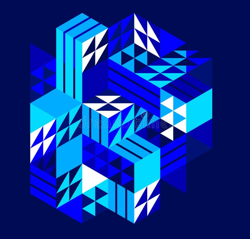 Dark Blue Vector Abstract Geometric Background with Cubes and Different ...