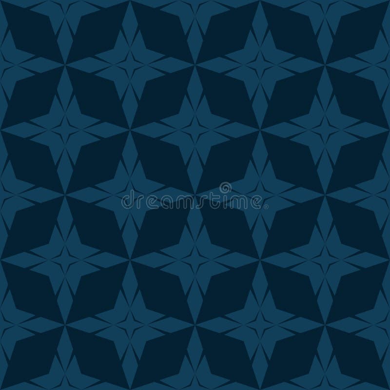 Dark Blue Vector Geometric Seamless Pattern with Star Shapes, Diamonds ...