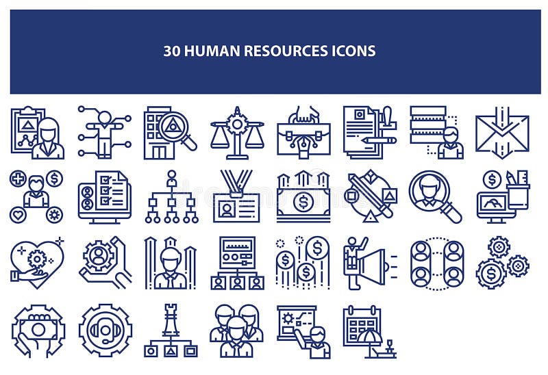 Dark Blue Vector Human Resources Icons Stock Vector - Illustration of ...
