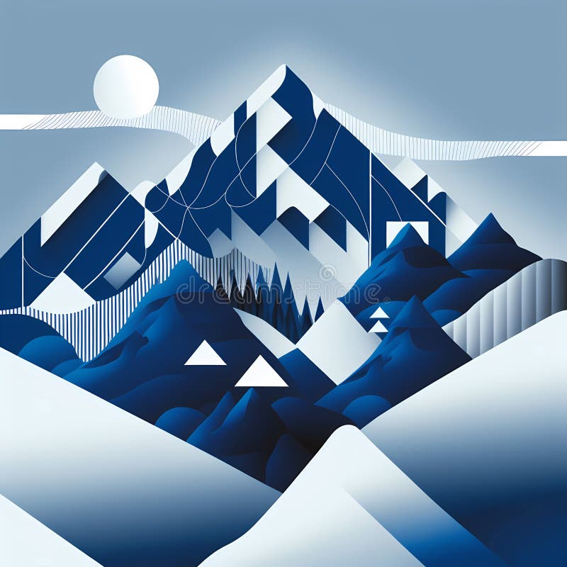 Dark Blue Vector Style Mountains and Abstract Shapes 2 Stock ...