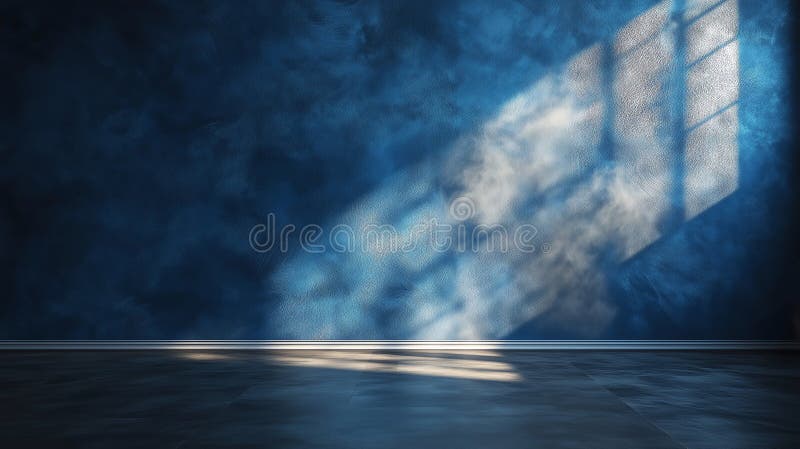 Dark Blue Wall with Decorative Stucco and Subtle Smoke Effect Under ...