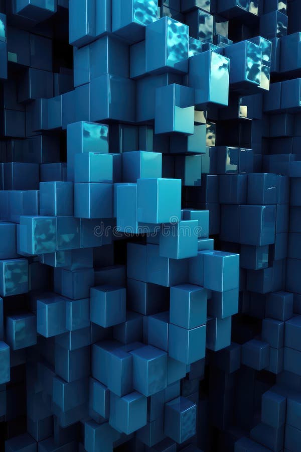 Dark Blue Wallpaper Background with Many Large Cubes. Generative AI ...