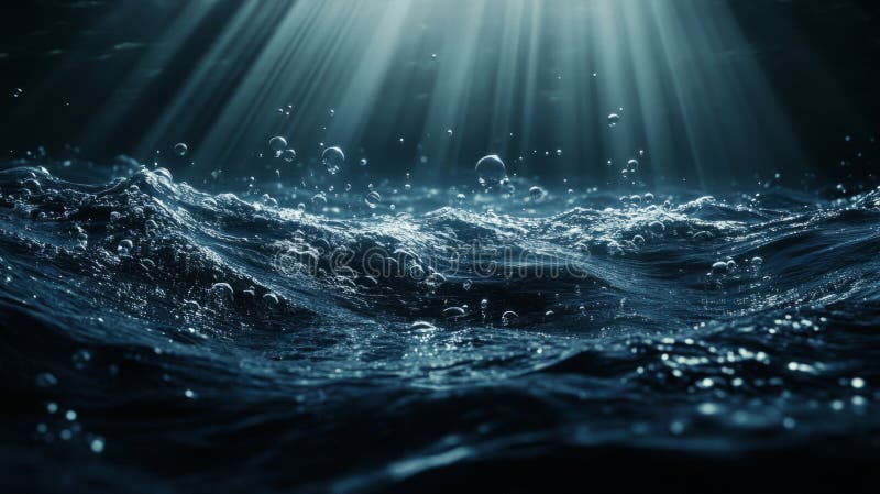 Dark Blue Water Surface with Light Rays Stock Illustration ...