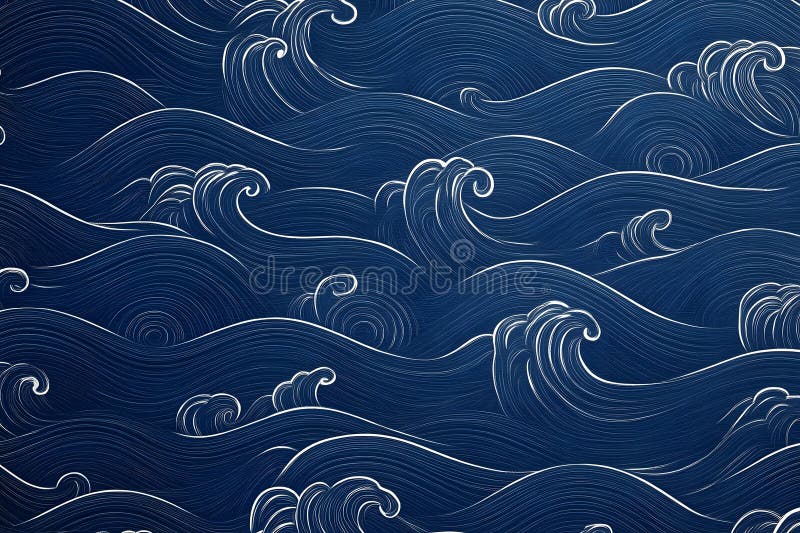 Dark Blue Wave-pattern on a Darker Blue Background. Stock Image - Image ...