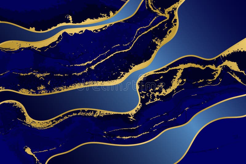 Dark Blue Waves and Swirls with Golden Layers Vector Artwork Texture ...