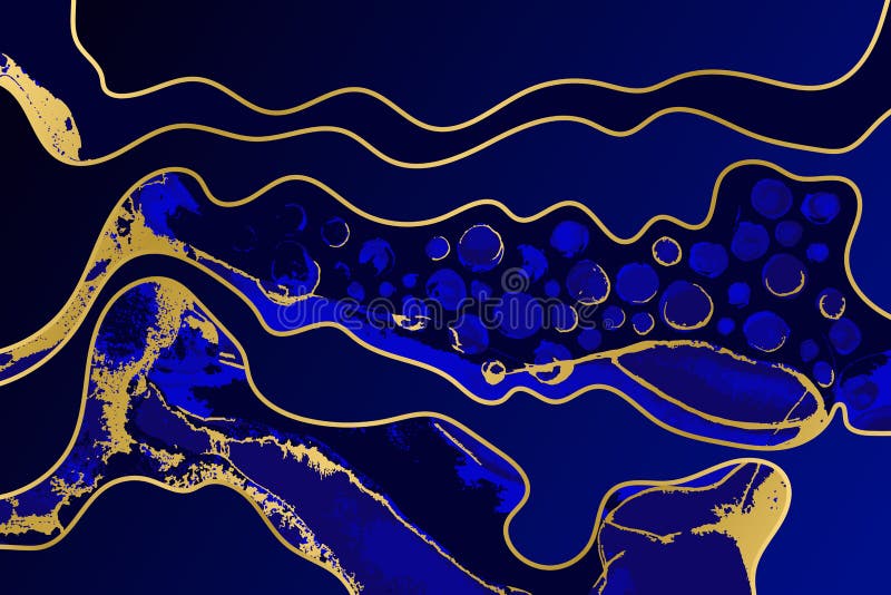 Dark Blue Waves and Swirls with Golden Layers Vector Artwork Texture ...
