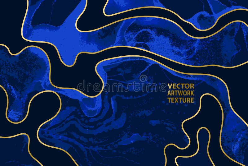 Dark Blue Waves and Swirls with Golden Layers Vector Artwork Texture ...