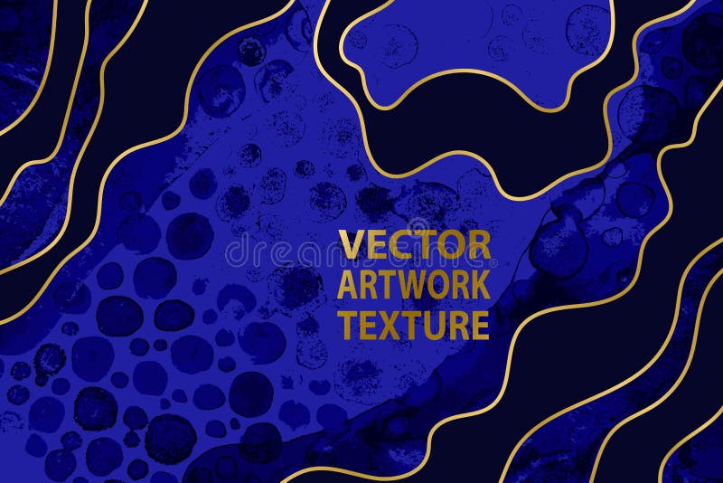 Dark Blue Waves and Swirls with Golden Layers Vector Artwork Texture ...