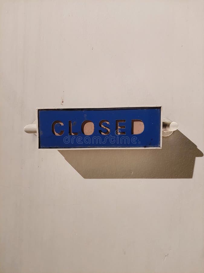 Dark Blue and White & X27;Closed& X27; Sign Stock Photo - Image of shop ...