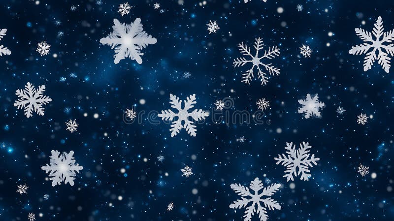 Dark Blue Winter Background with White Snowflakes Stock Illustration ...
