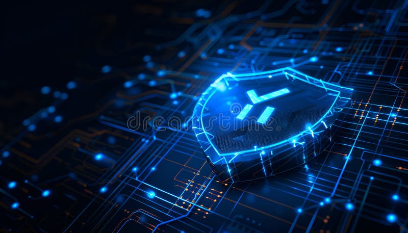 Dark Blue Wireframe Shield with Checkmark Secure Cybersecurity Symbol ...