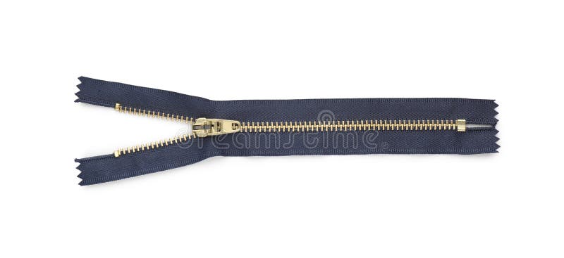 Dark Blue Zipper Isolated on White, Top View Stock Image - Image of ...