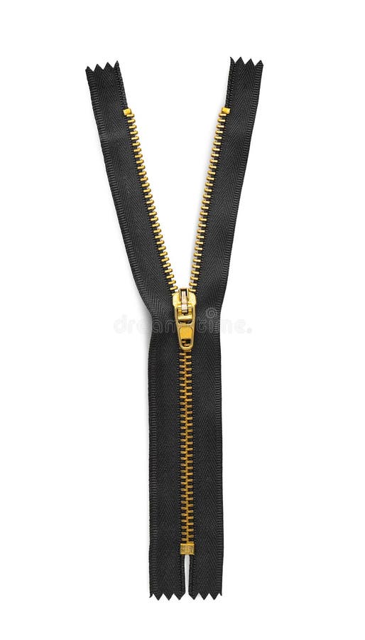 Dark Blue Zipper Isolated on White, Top View Stock Image - Image of ...