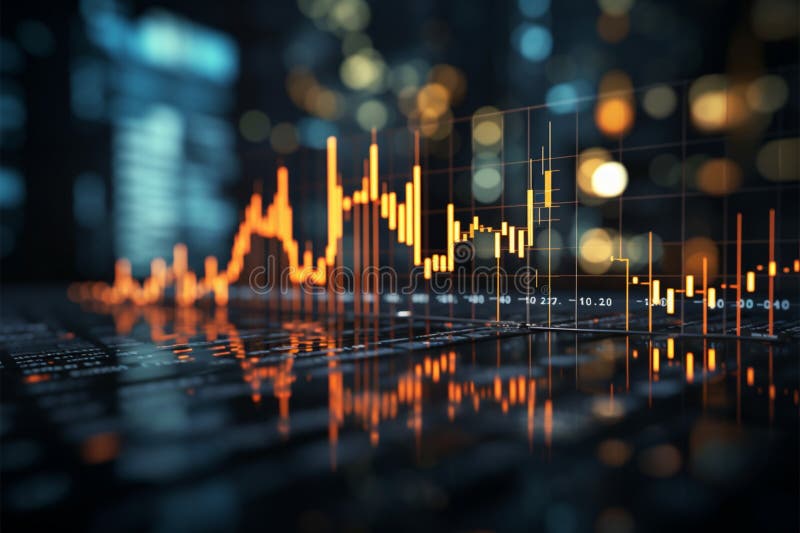Dark Bokeh Background with Financial Chart Indicators Stock ...